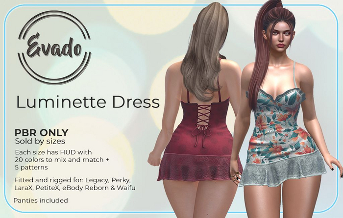 Second Life Marketplace - EVADO - Luminette Dress (LARAX PACK)
